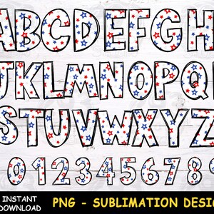 4th of July Png, American Flag Alphabet Design, Hand Letter Print ...