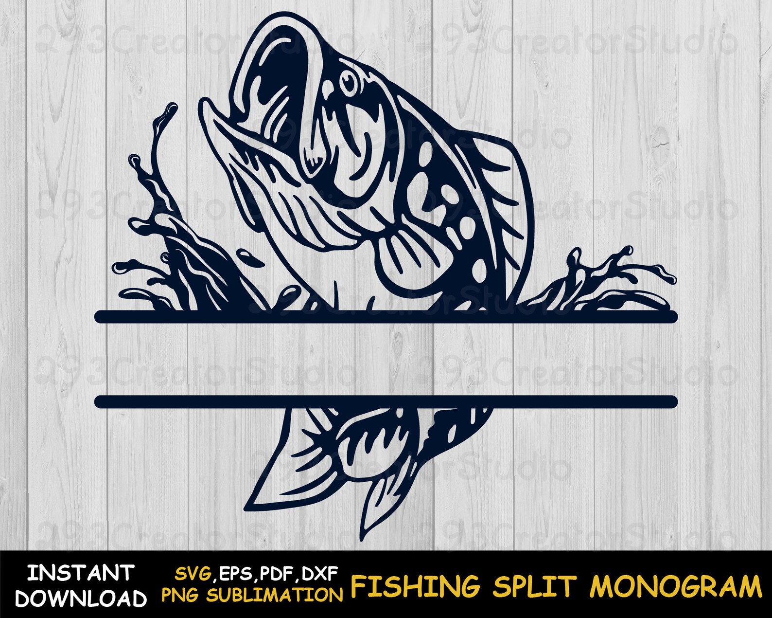 Fish Monogram Shirt Svg Fish Svg Cut Files River Fishing - Etsy