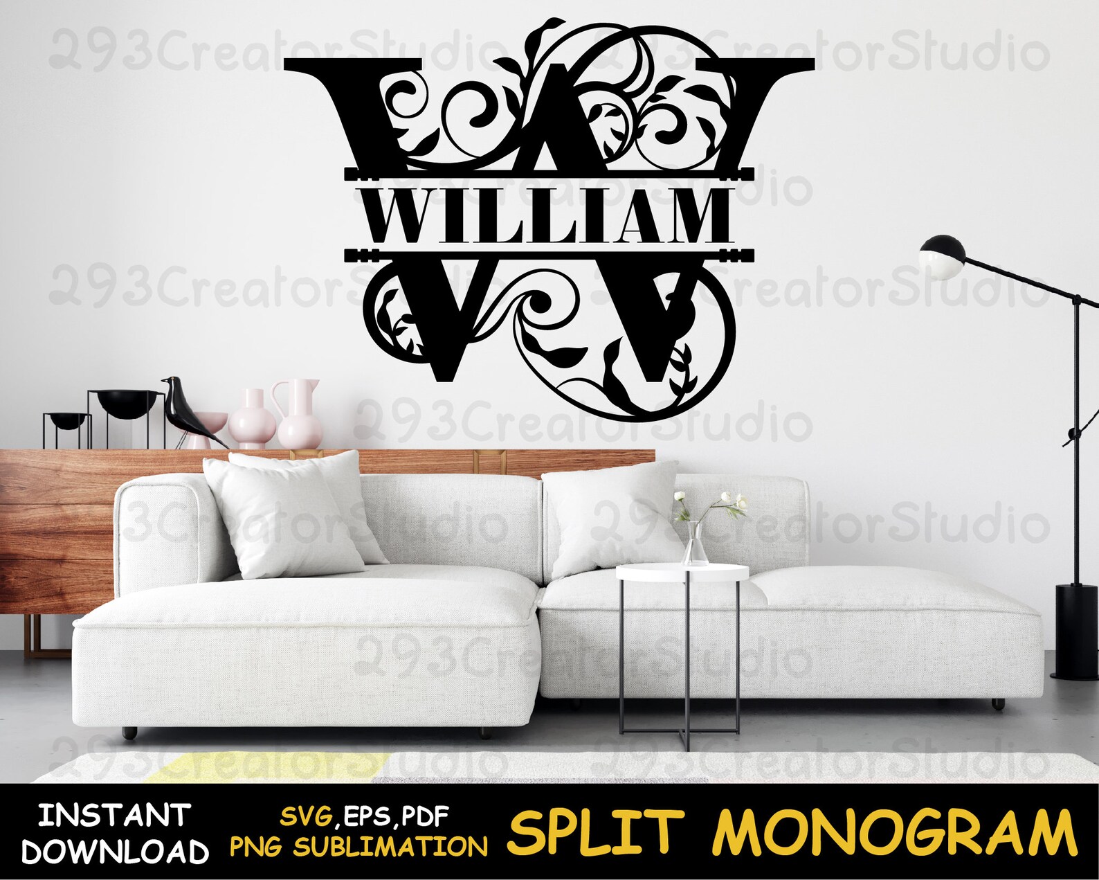 Split Monogram Svg Border Svg Alphabet Floral Split Font Png - Etsy