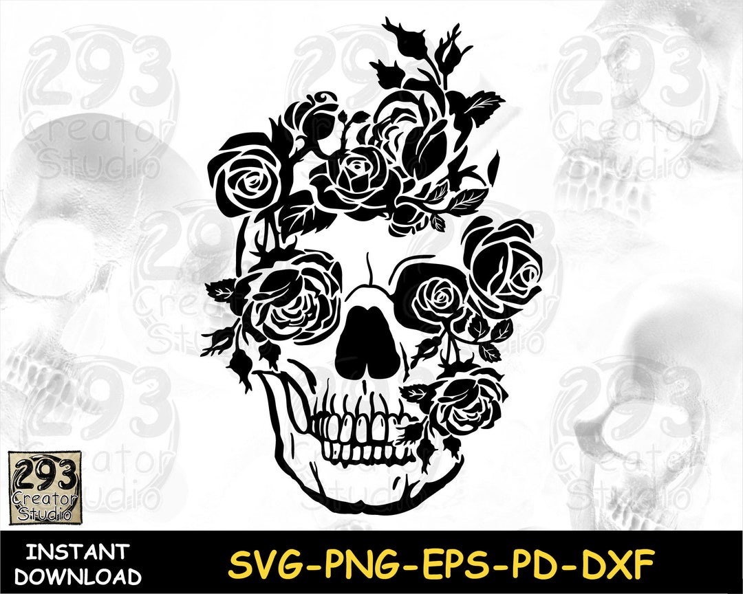 Skull Rose Png, Floral Skull SVG Shirt, Skull Tattoo Idea for Girls and ...