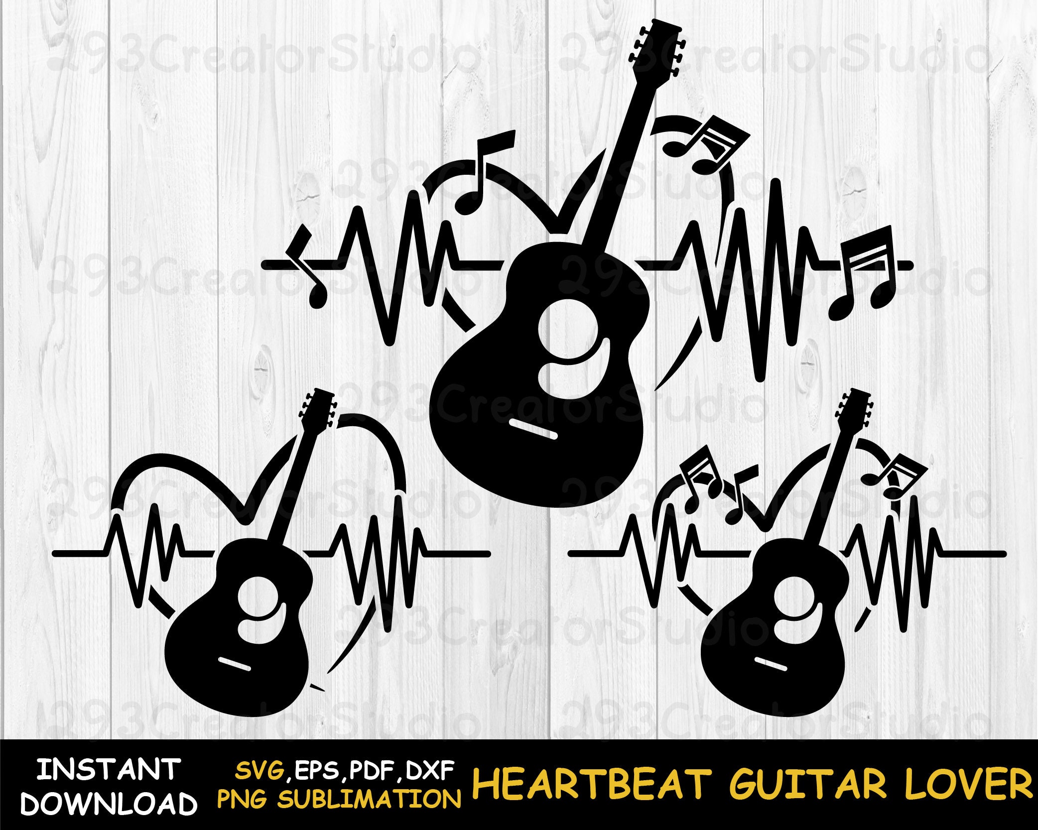 Heartbeat Guitar Svg, Guitar Lover Clipart Png, Guitarist Svg Music ...