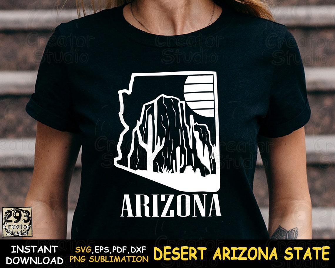Arizona Map Svg Mountain Rock Desert Landscape Cut Files - Etsy