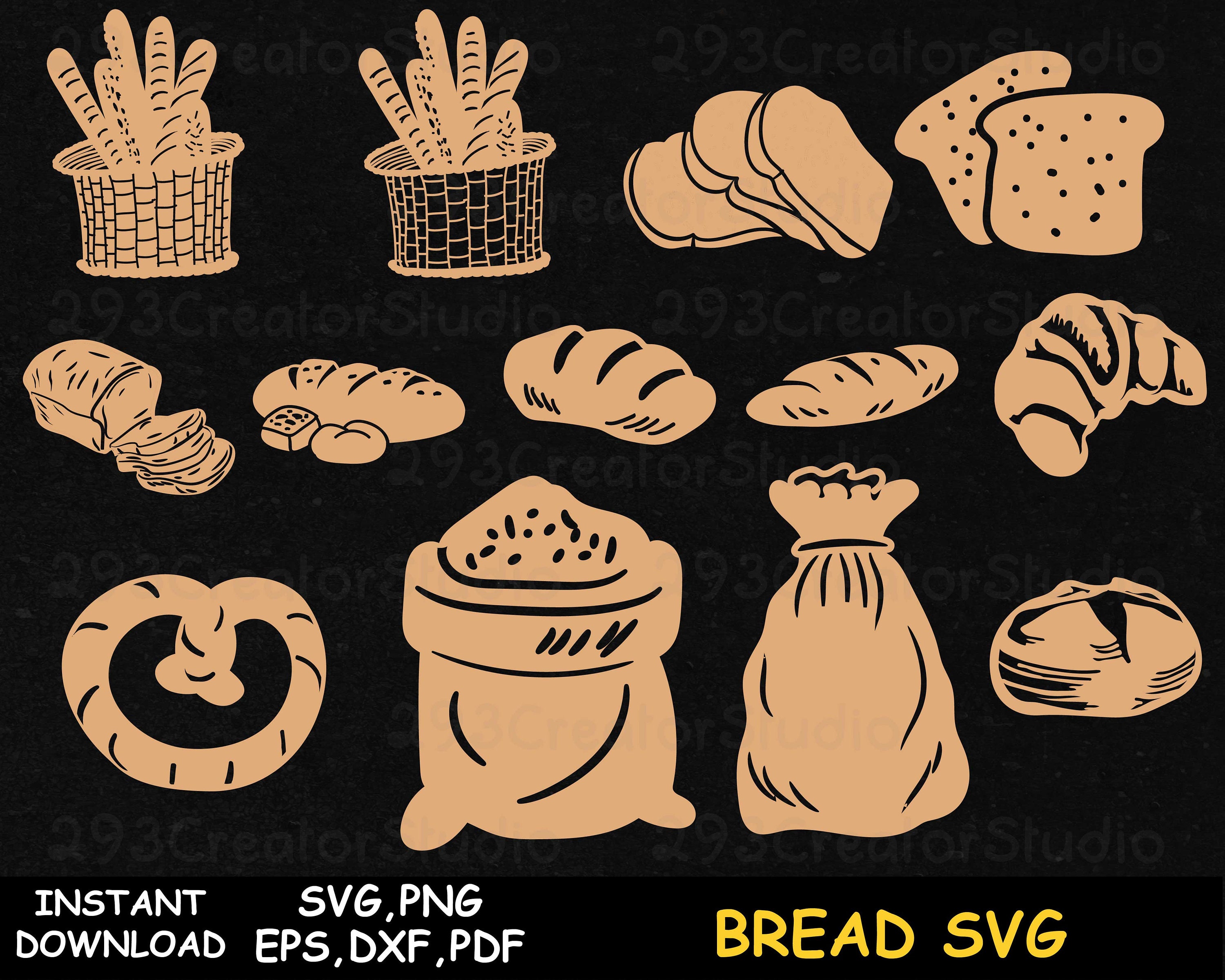 Bread svg kitchen svg silhouette Bakery svg cut file Homemade | Etsy