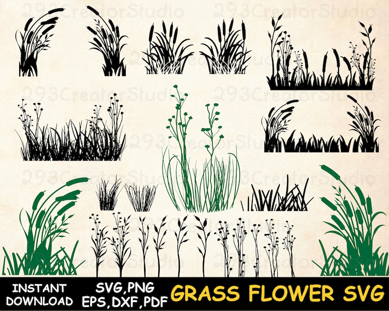 Cattails Svg Svg Plant Svg Green Grasses PNG Silhouette Garden - Etsy