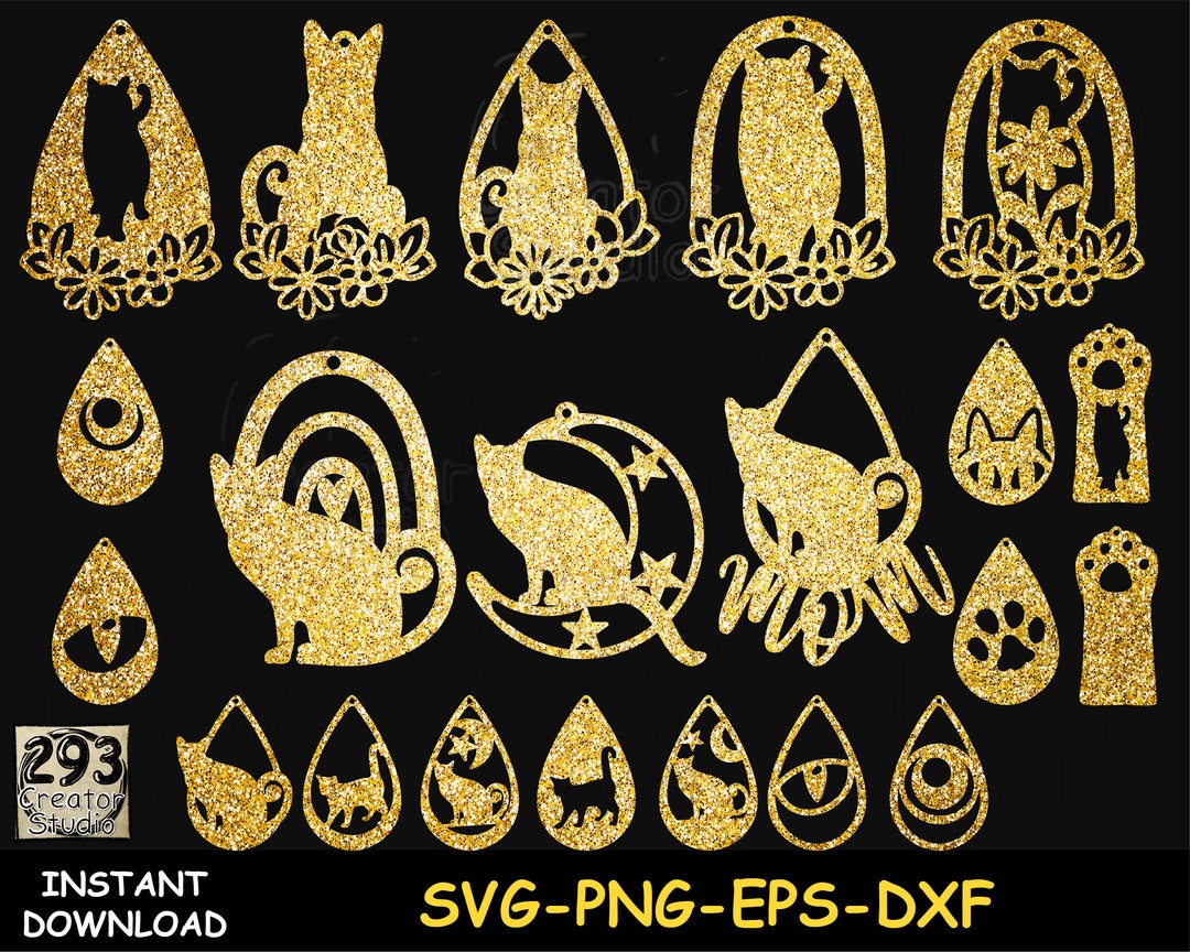 Cat Earring Svg Bundle, SVG Files for Cricut, Earring Template, Mother ...