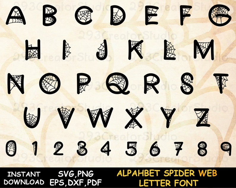 Alphabet Spider Web Svg Halloween Text Decor Svg Spider Web - Etsy