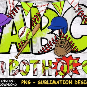 Softball Baseball Alphabet Png, Letter and Number Sublimation Design ...