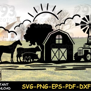 Farm Life SVG, Farm Scene PNG Design, Landscape PNG Sublimation, Hand ...