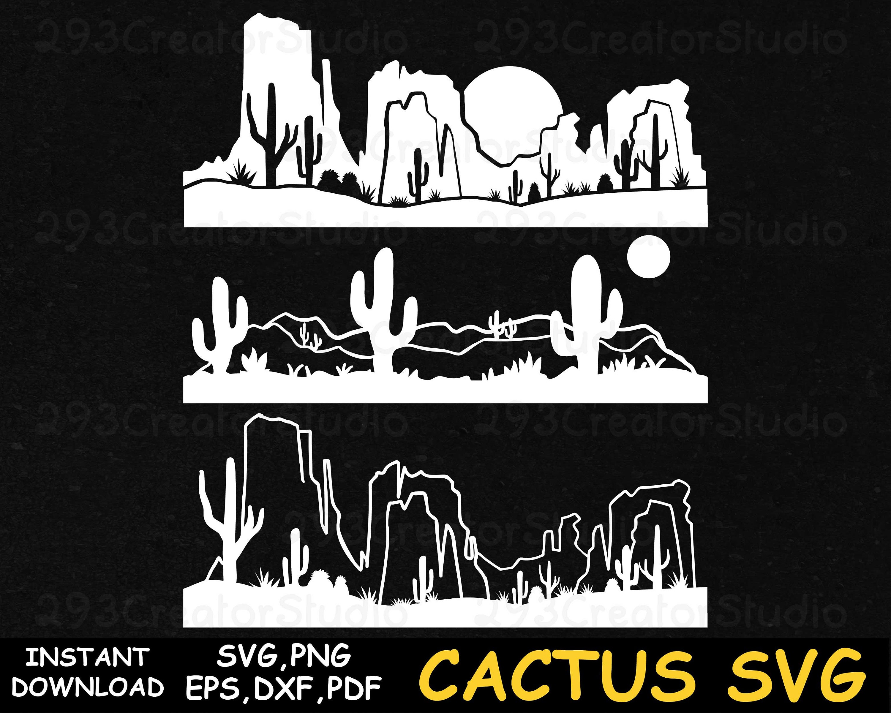 Desert Cactus Scene Svg Files Western Landscape Png Shirt - Etsy