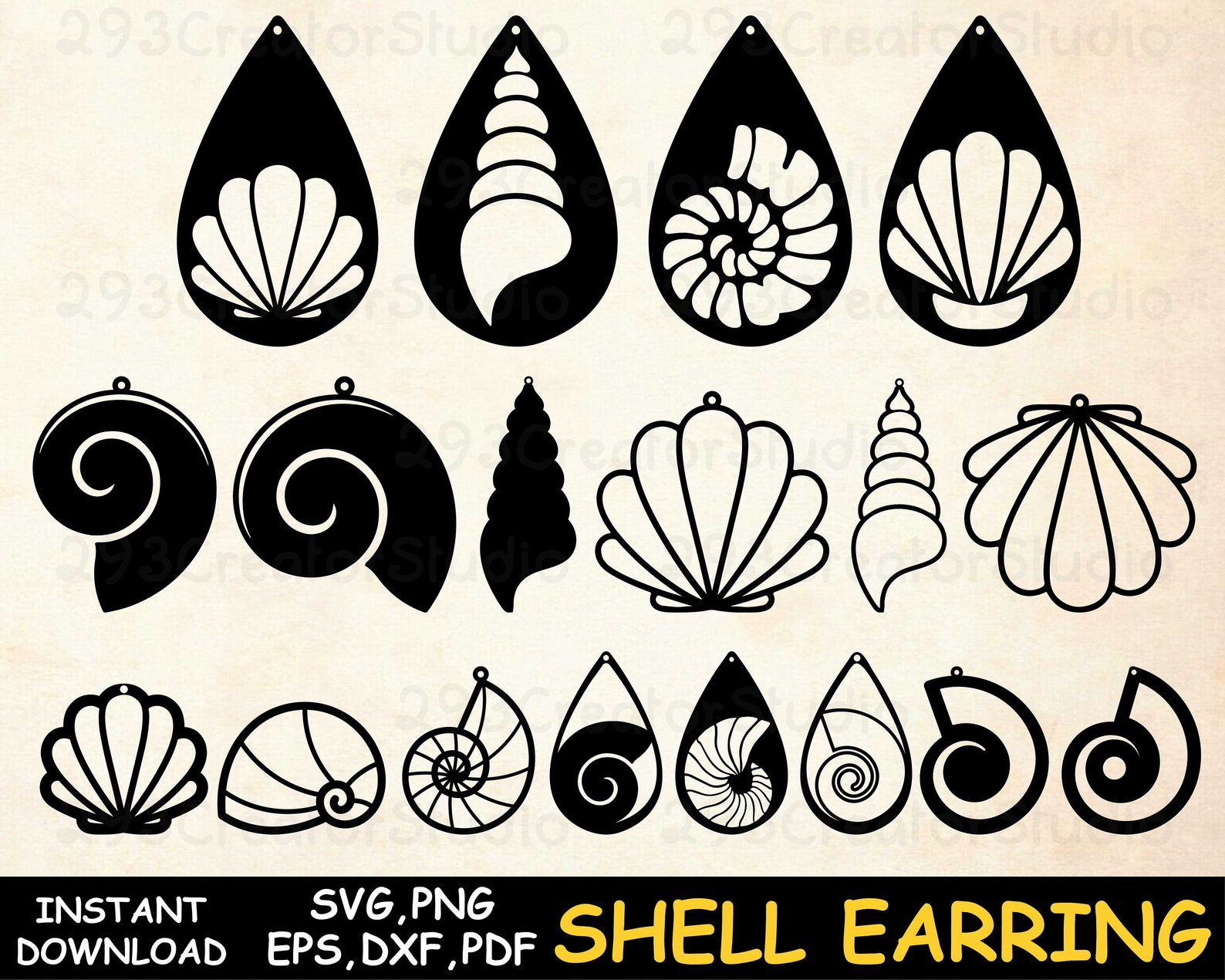 Sea Shell Svg Cut Files Earring DXF Laser Template Beach and - Etsy