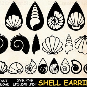 Sea Shell Svg Cut Files, Earring DXF Laser Template, Beach and Summer ...