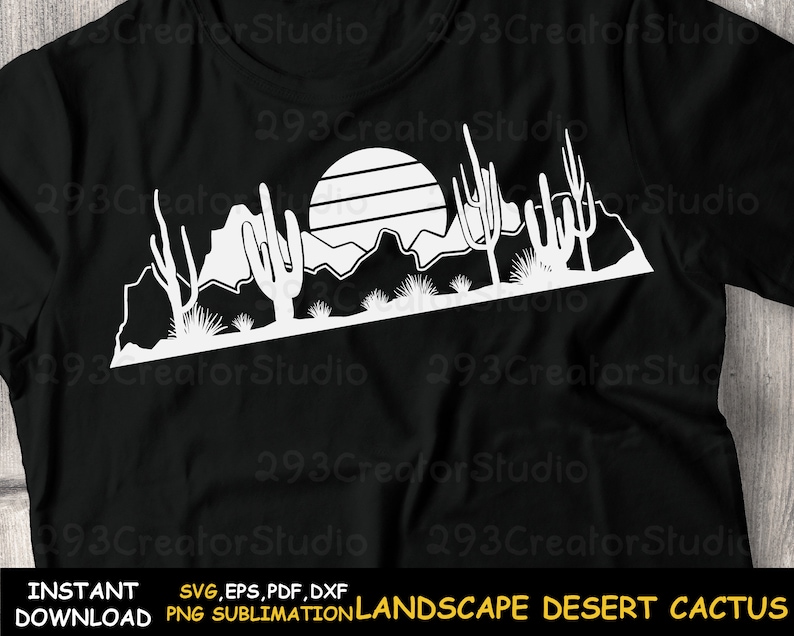 Landscape Desert Cactus Svg Desert Svg Western Desert Cactus Svg ...