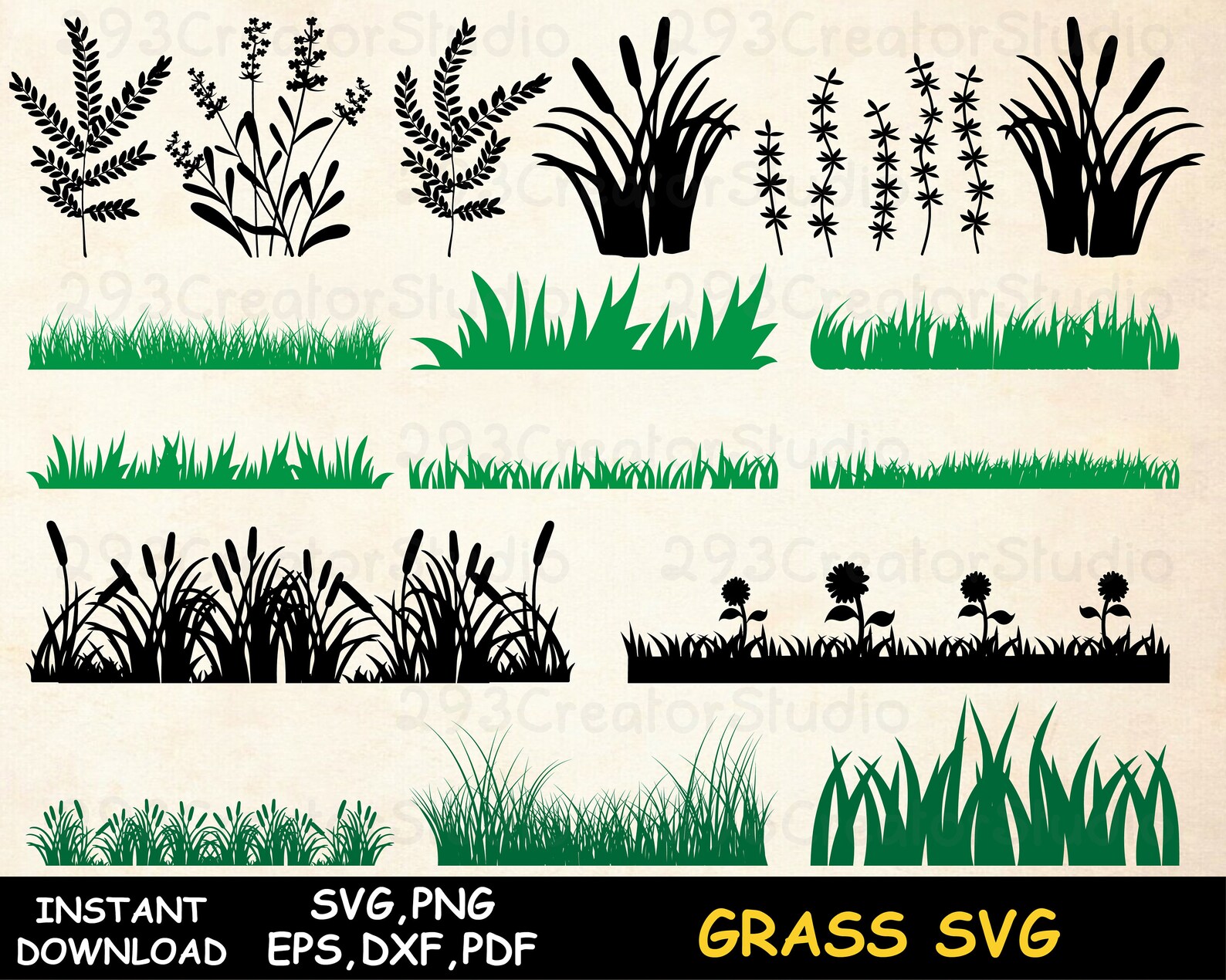 Grass Svg Decal Garden Cricut Maker Cattails Svg Flower Etsy