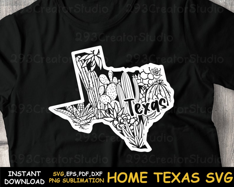 Texas Cactus PNG Shirt, State of Texas Svg Mug Press, Wall Art Svg ...