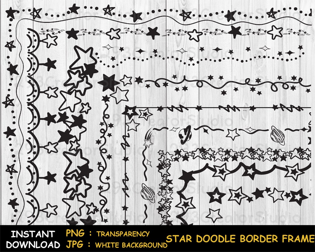 Star Border Clipart, Doodle Frame PNG, Rectangle Frame Png, Digital ...