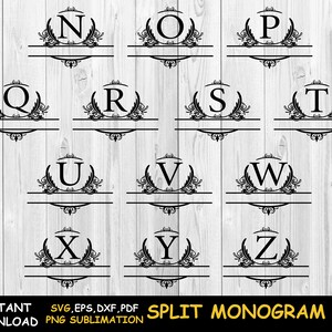 Split Monogram SVG Split Letter Svg Alphabet Split Font Png Split Alphabet Svg Files Alphabet ...