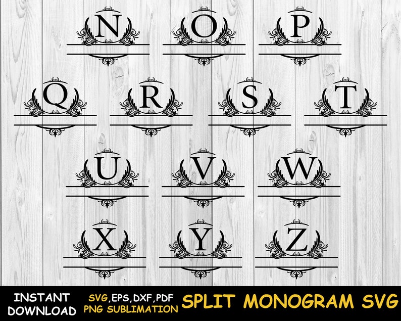 Split Monogram SVG Split Letter Svg Alphabet split font png | Etsy