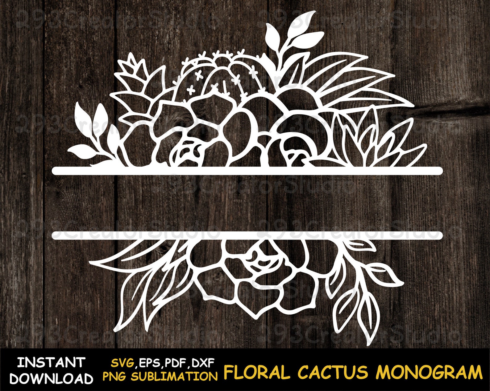 Cactus Border SVG Cacti Svg Cactus Monogram Split Monogram - Etsy