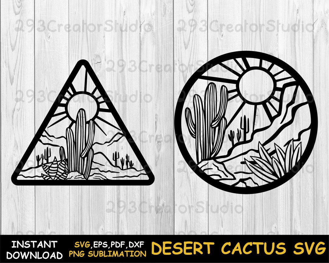Cactus Key Chain SVG, Cactus Landscape Png Shirt Print, Cacti Circle ...