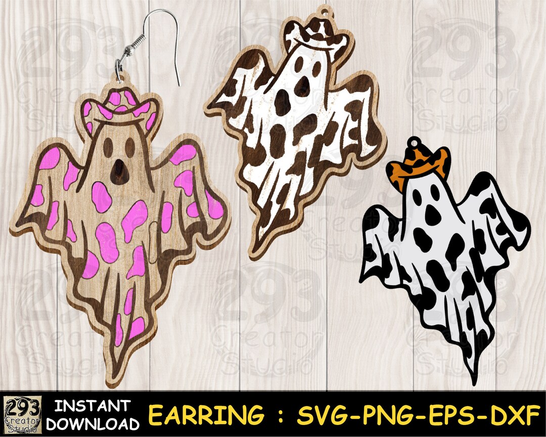 Boo Haw Earring Cut Files, Cute Ghost SVG, Earring Gift Idea for Mom ...