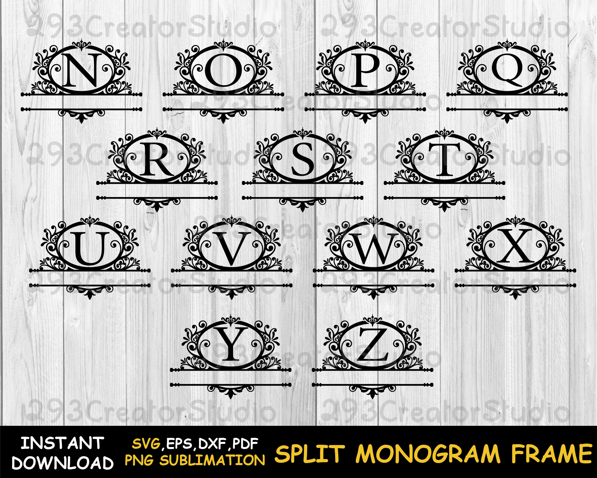 Split Letter Monogram Svg Split Monogram Frame Svg Alphabet - Etsy
