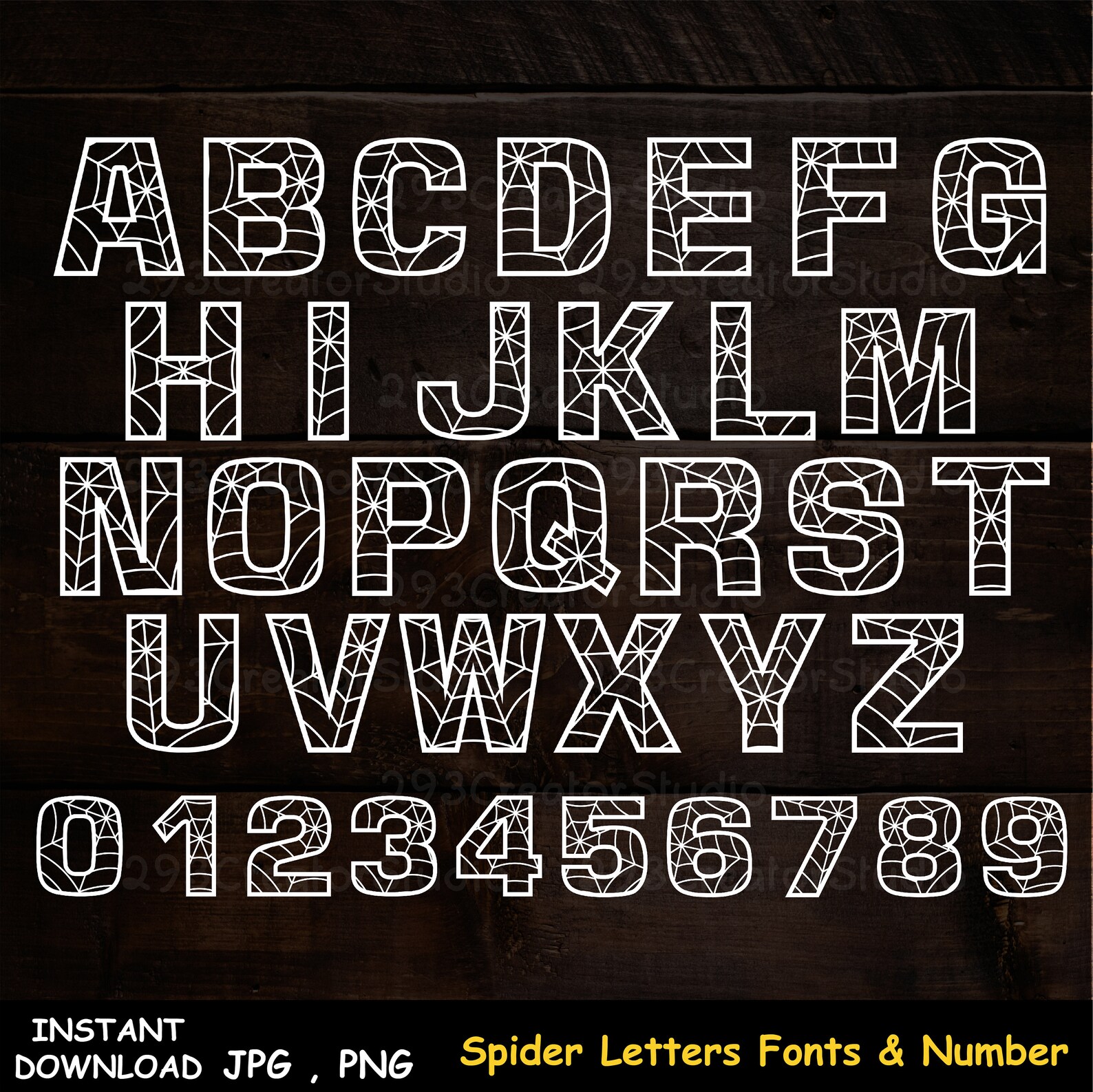 Alphabet Spider web svg Spider svg Halloween spider font | Etsy