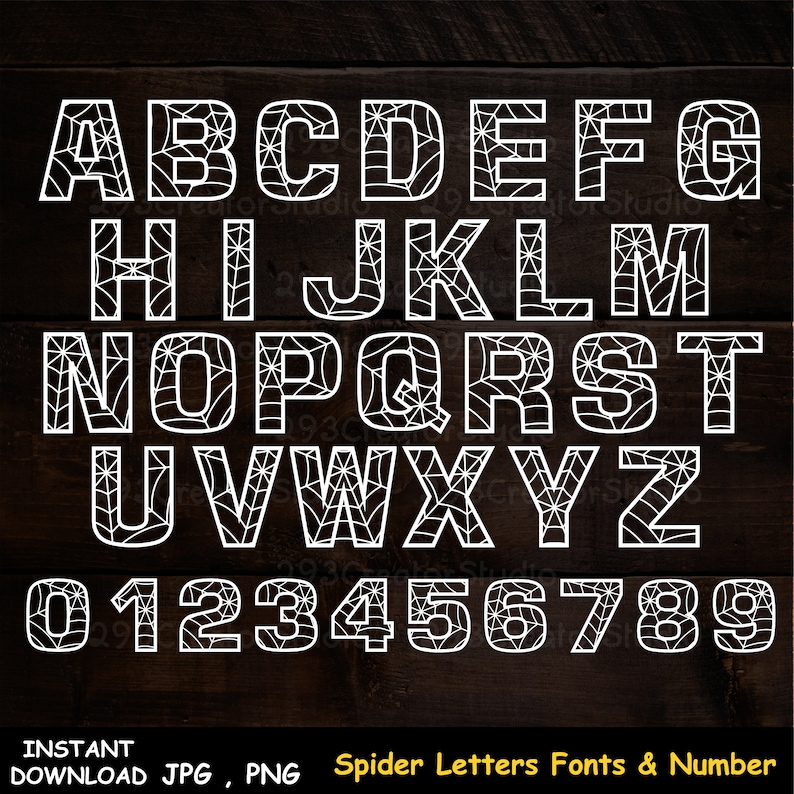 Alphabet Spider web svg Spider svg Halloween spider font | Etsy