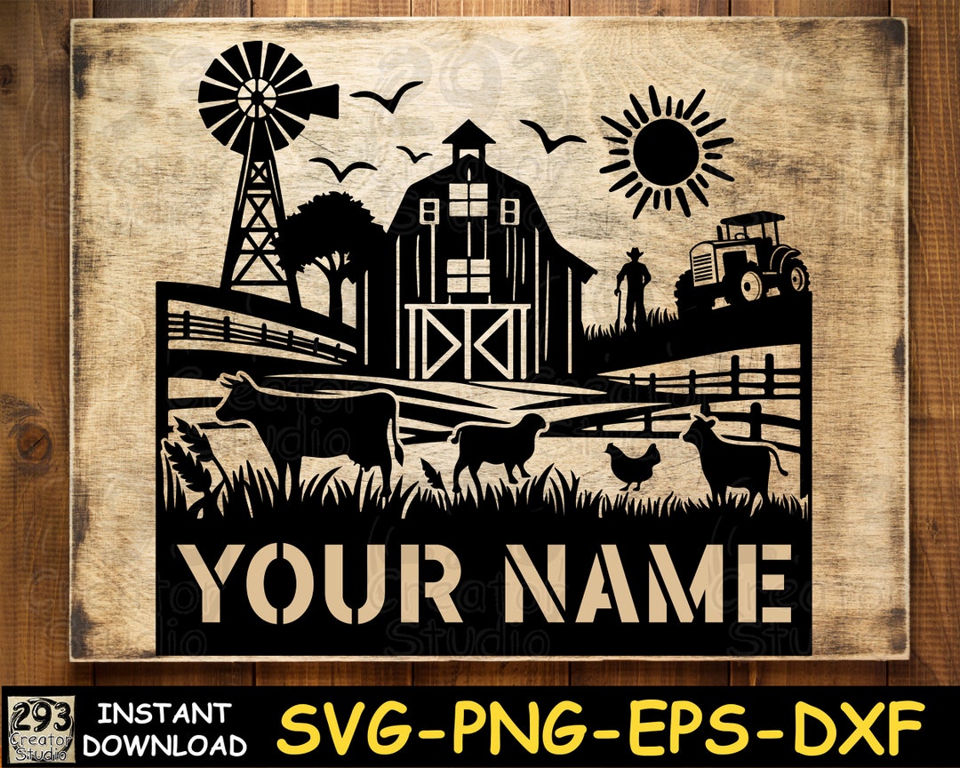 Farm Sign SVG, Farmhouse Scene SVG, Door Hanger Sign Svg, Laser Cut ...