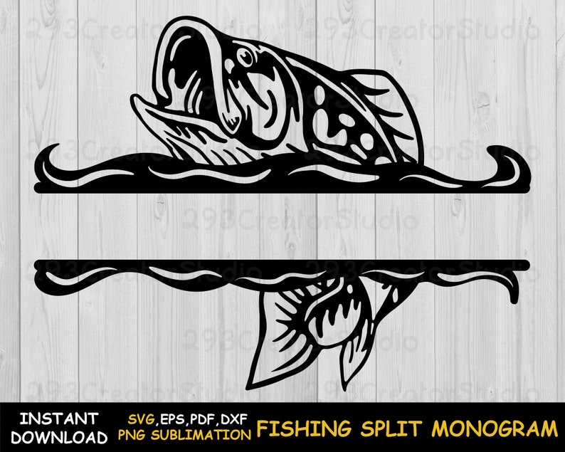 Fish Monogram Svg Bass Fish SVG Cut Files Fisherman Shirt - Etsy