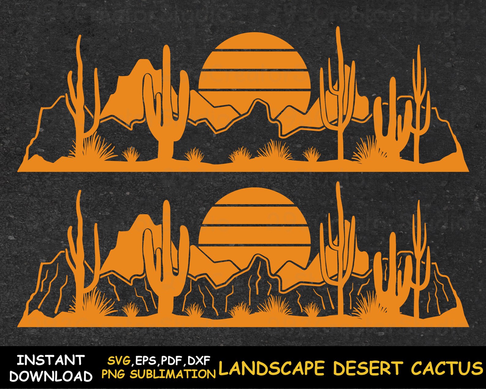 Landscape Desert Cactus Svg Desert Svg Western Desert Cactus Svg ...