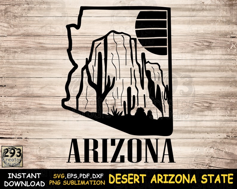 Arizona Map Svg Mountain Rock Desert Landscape Cut Files - Etsy