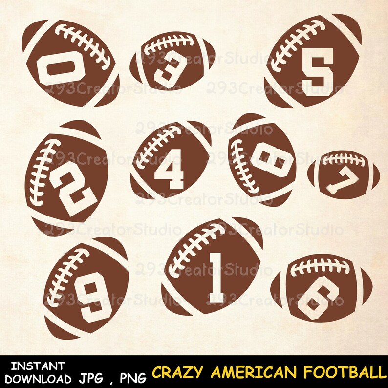 Football Number Svg Football Png Shirt Print School Sport - Etsy