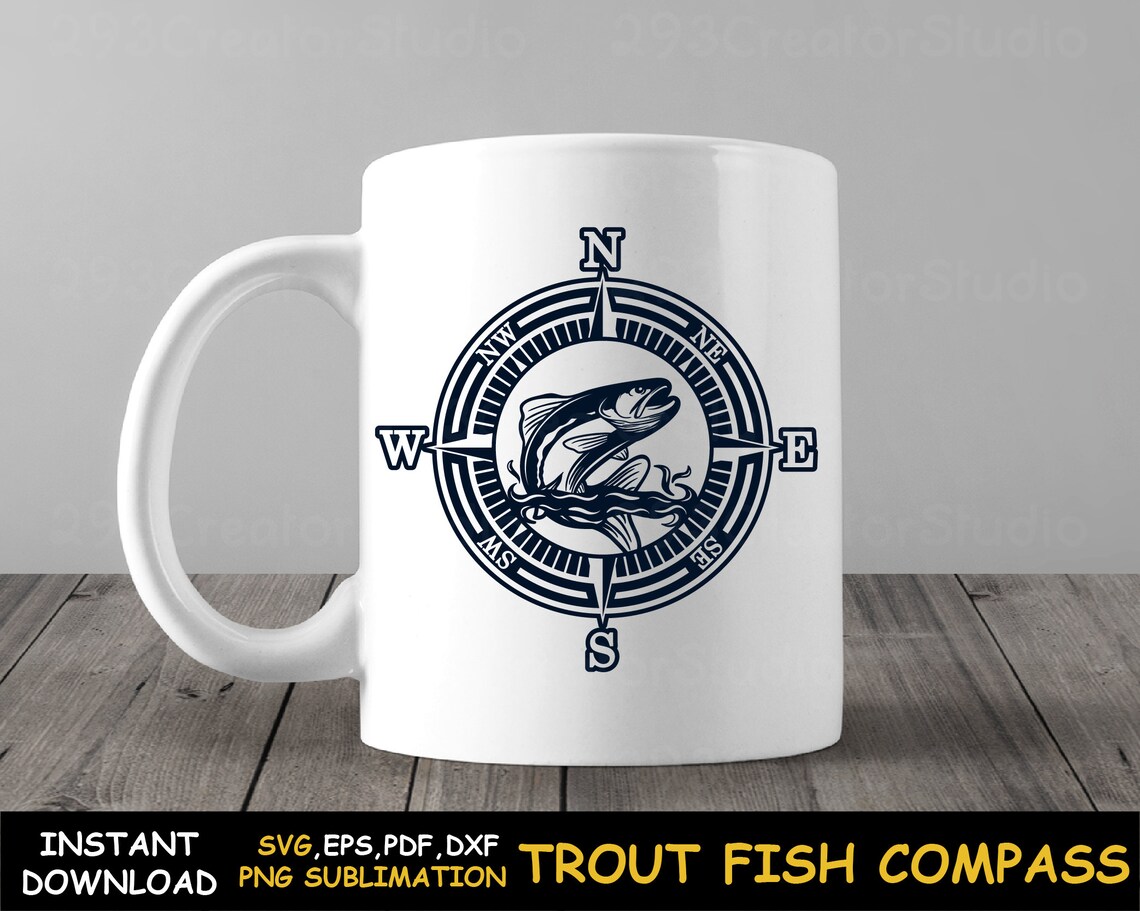 Svg Files for Cricut Trout Fish Compass Png Shirt Cool - Etsy
