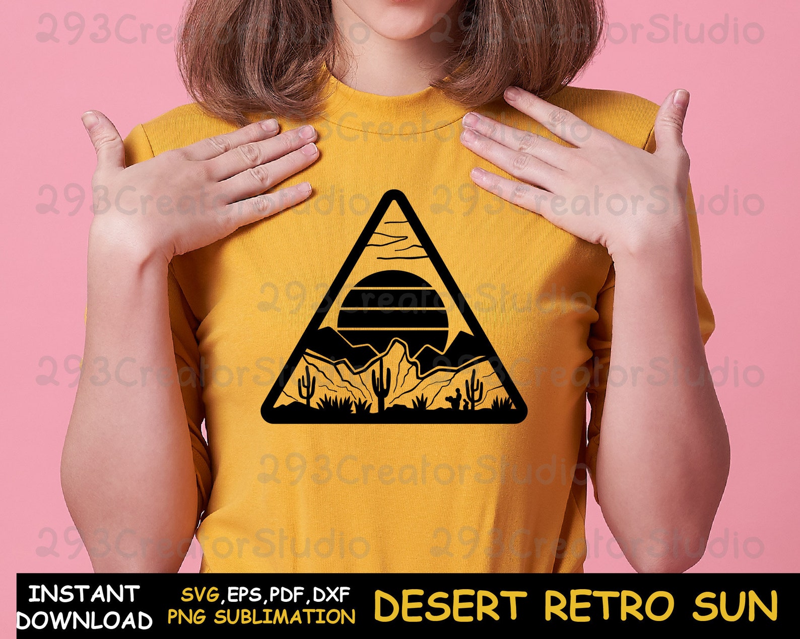 Desert Retro Sun Svg Cactus Landscape PNG Western Desert - Etsy