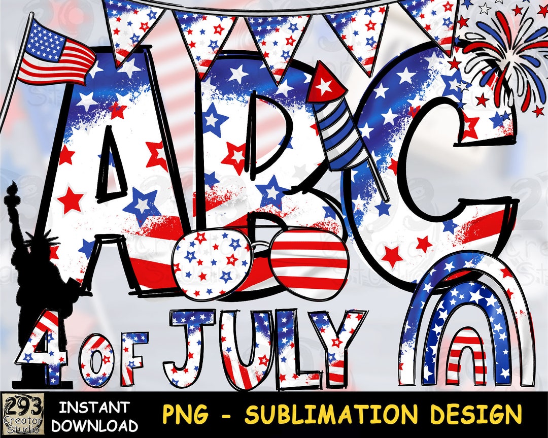 American Flag Graphic Elements, Alphabet 4th of July PNG, DIY Crafts ...
