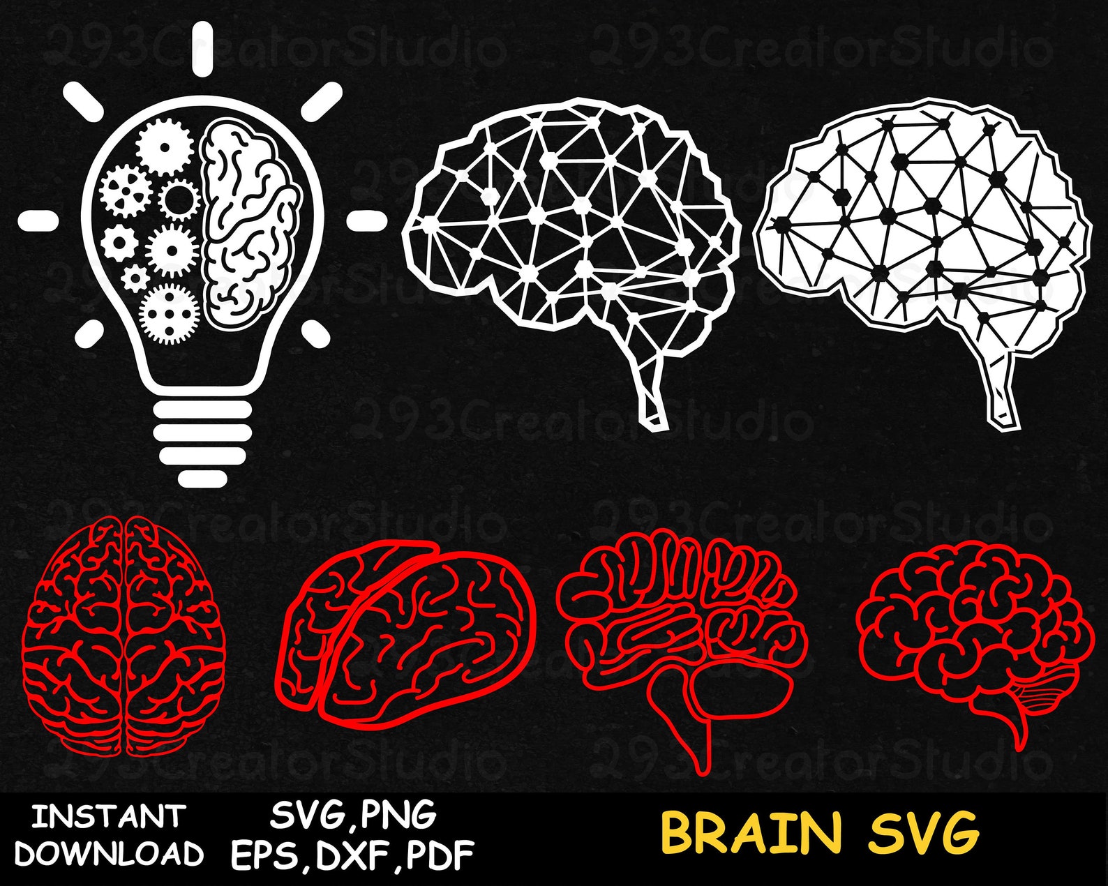 Brain Svg Bundle Science Svg School Png Element Studies - Etsy