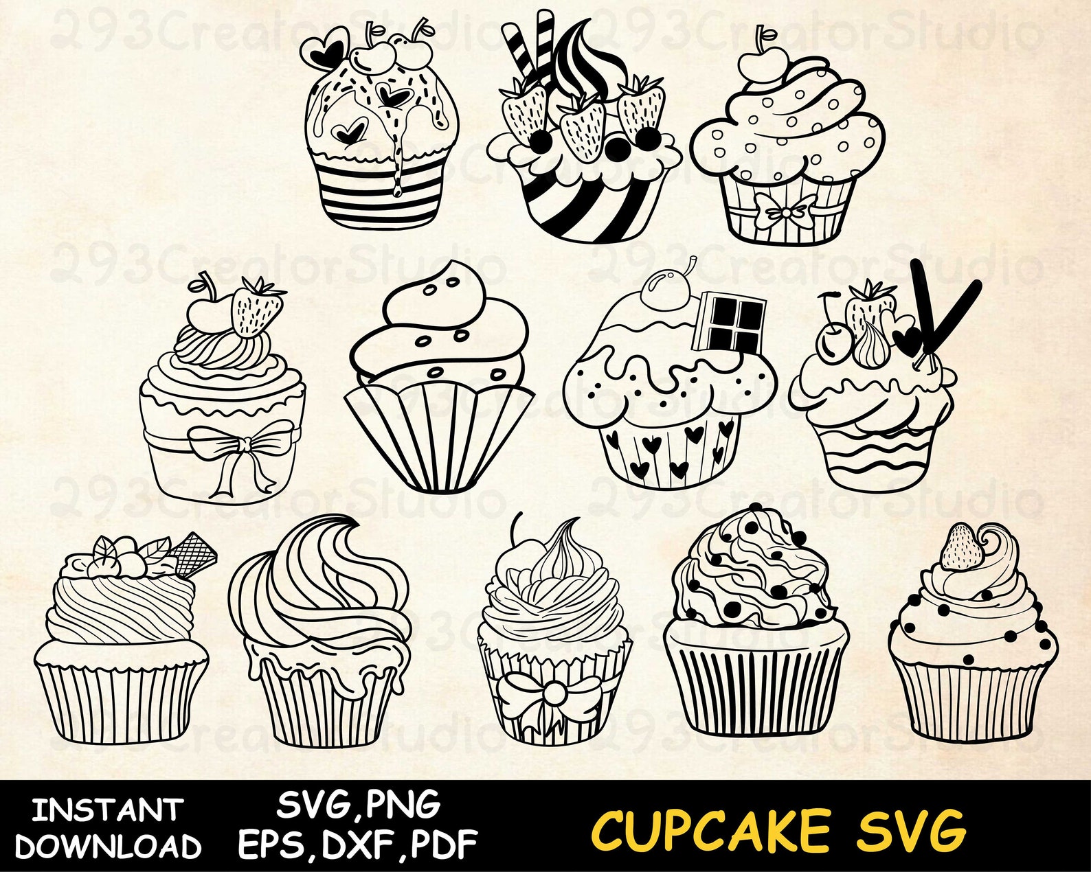 Cupcake Svg Bundle Birthday Cake Svg Dessert Svg Chocolate Cup - Etsy