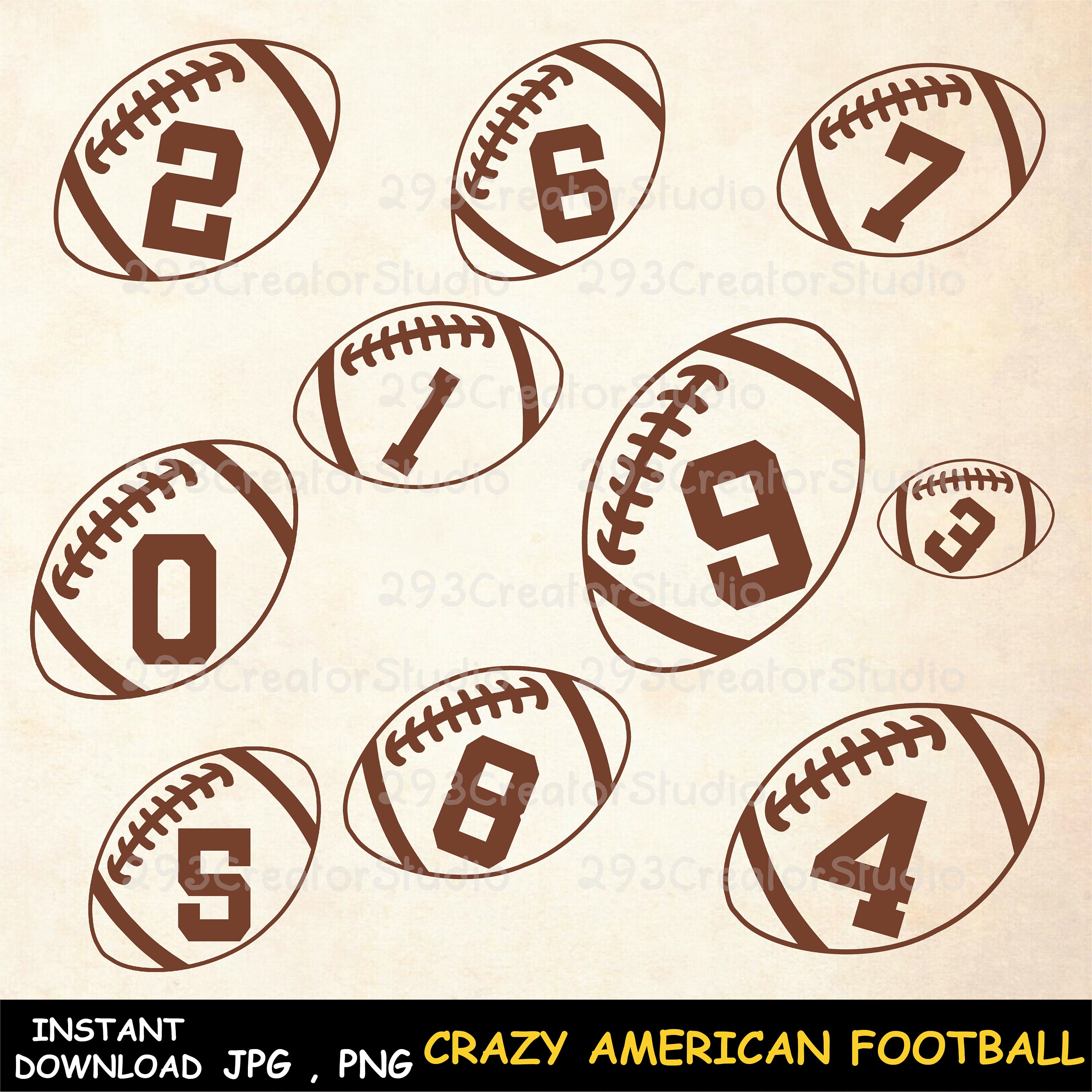 Football Number Svg Football Png Shirt Print School Sport - Etsy