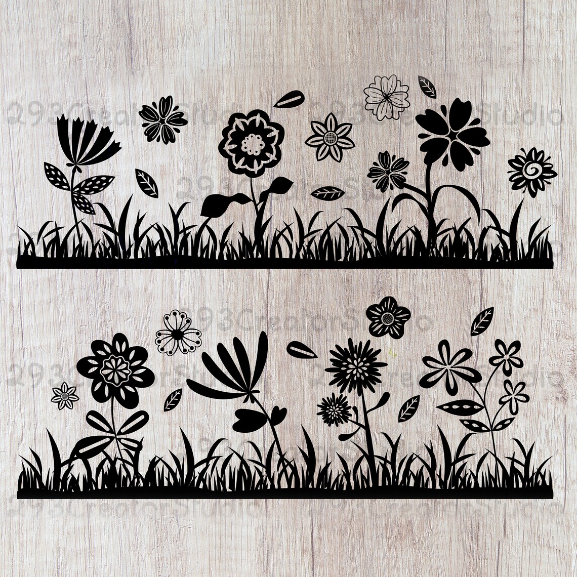 Flower Grass Svg Garden Svg Floral Wall Art Decor Svg Wild - Etsy