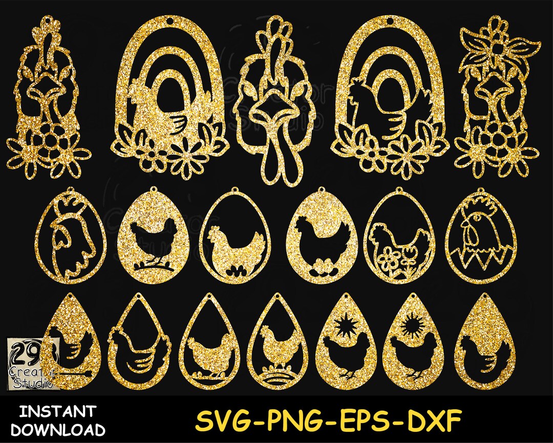 Earring SVG Files, Hen Earring Bundle, Chicken Earring SVG, Mother's ...