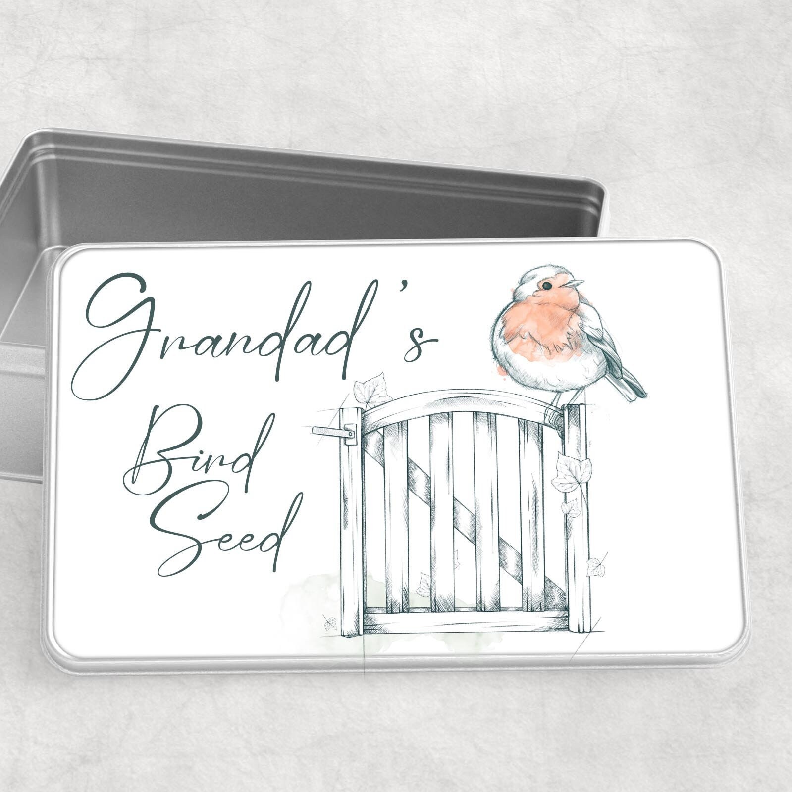 Personalised Robin Sketch Bird Seed Box Tin - Etsy