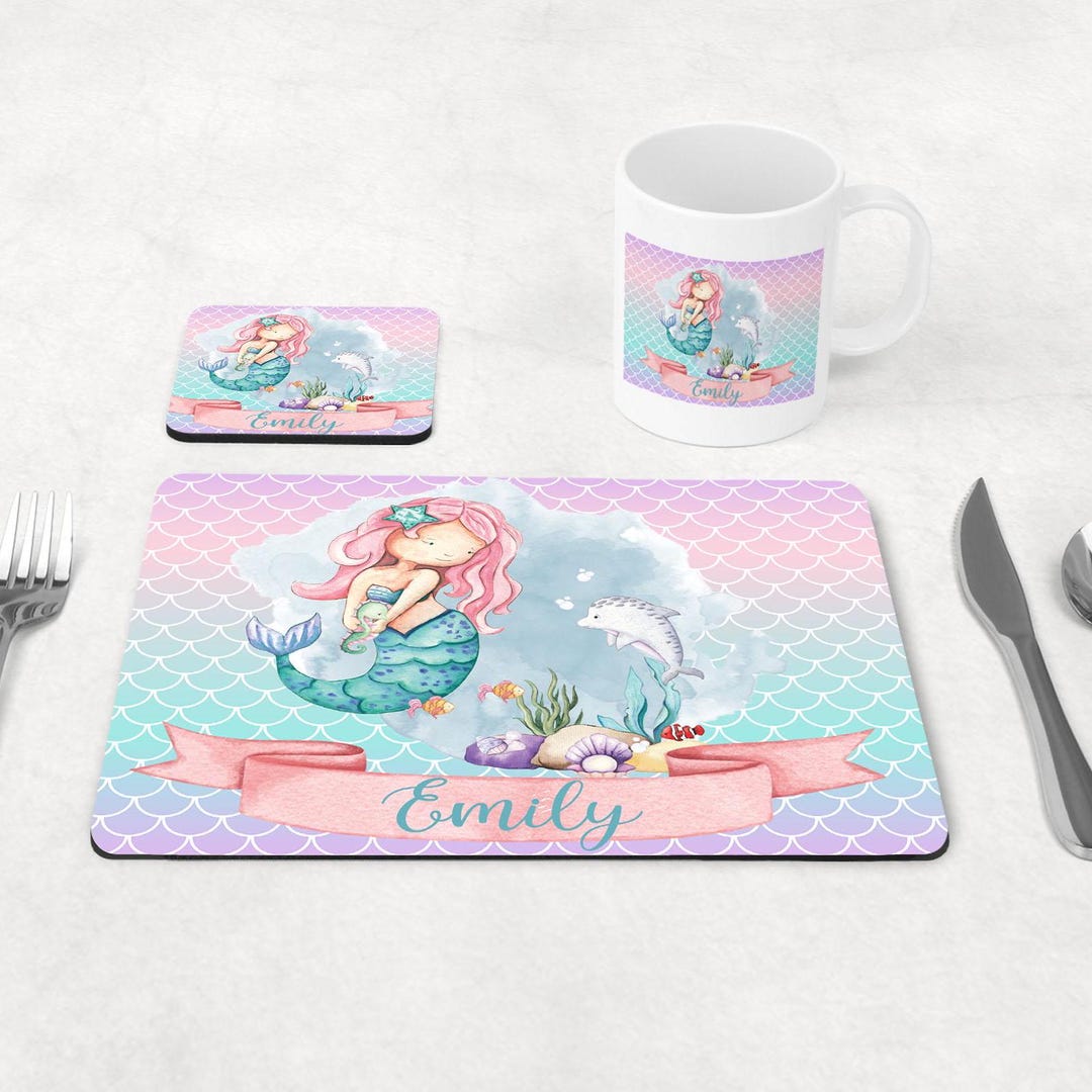 Personalised Under the Sea Mermaid Dinner Placemat Coaster Mug - Etsy