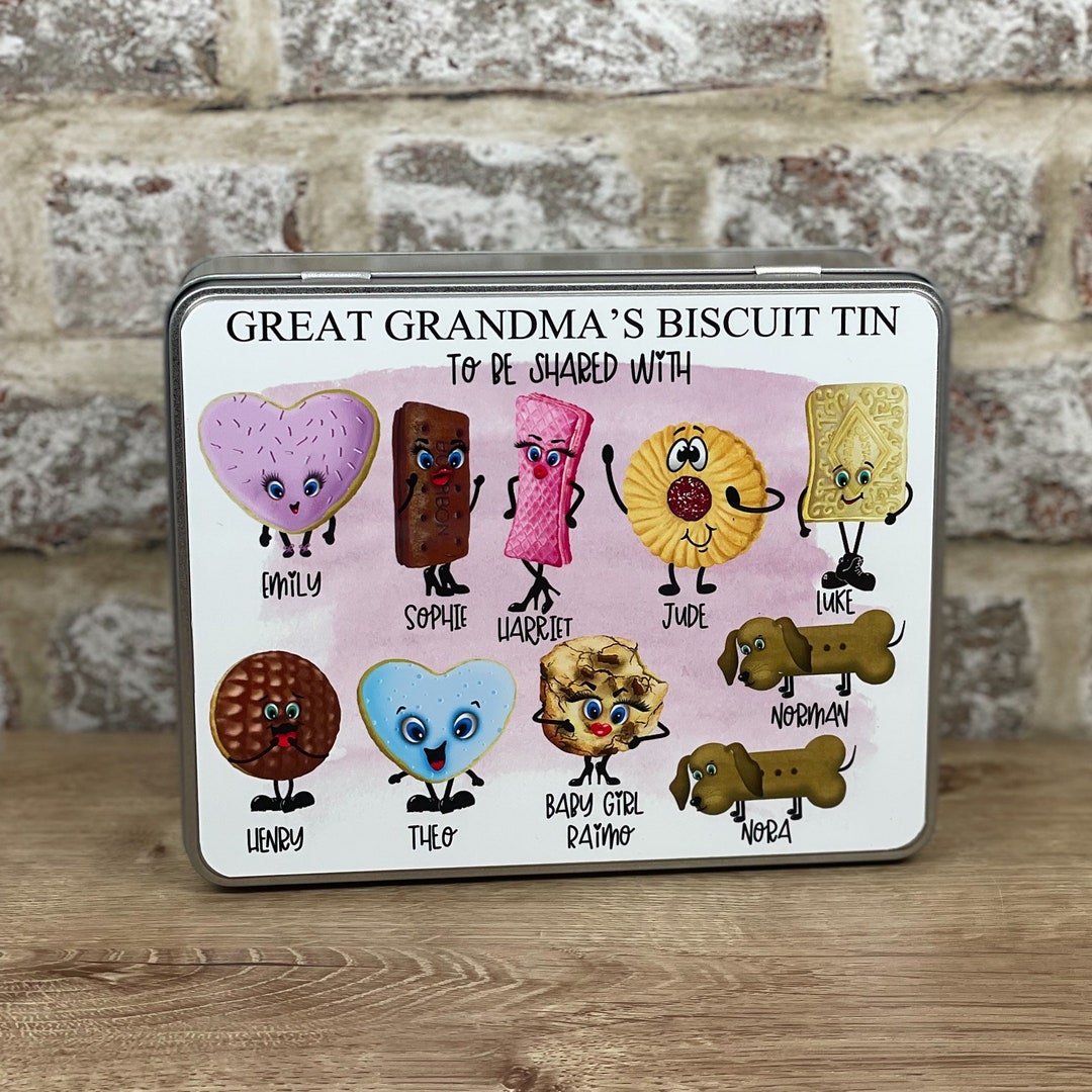 Personalised Large Hinged Biscuit Character Tin - Etsy