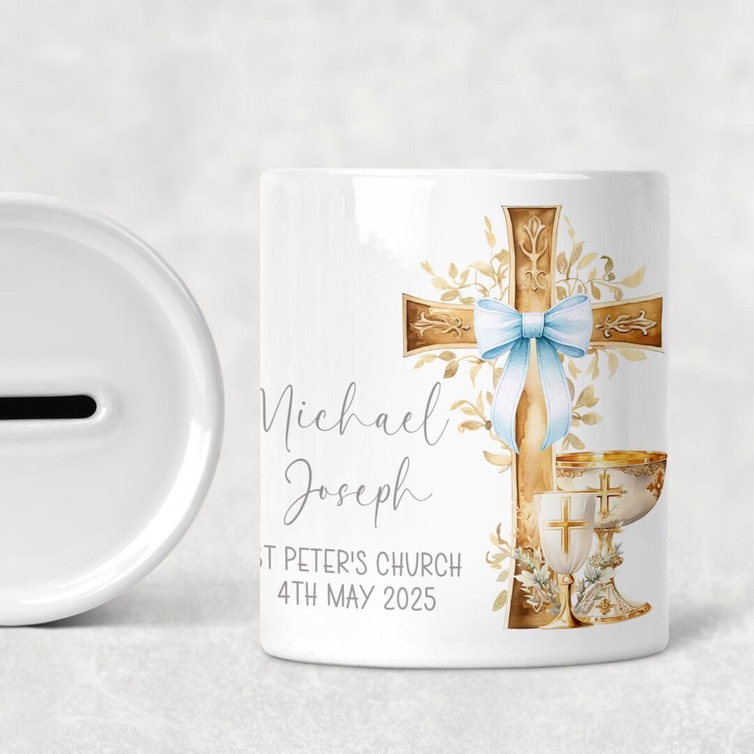 Personalised Holy Communion Christening Baptism Savings Money Box Coin ...