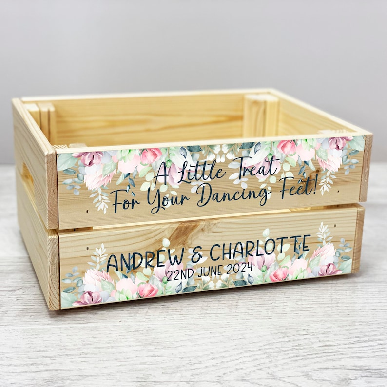 Personalised Wedding Pink Botanicals Flip Flop Crate When Your Feet Are ...