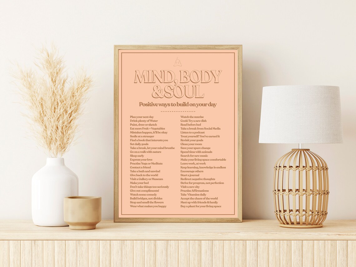 Mind Body & Soul Poster Positive Self Love Print - Etsy UK