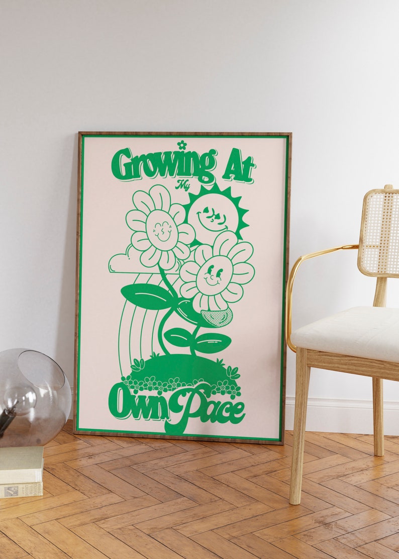 Growing at My Own Pace Poster Retro Self Love Positive Print - Etsy