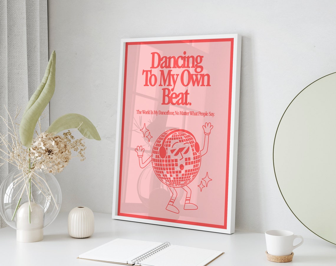 Dancing to My Own Beat Poster Mindful Retro Quote Print | Etsy UK
