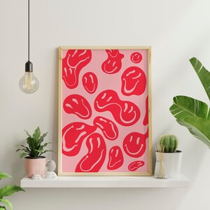 Retro Smiley Face Wavy Poster Groovy Boho Pop Art Print - Etsy