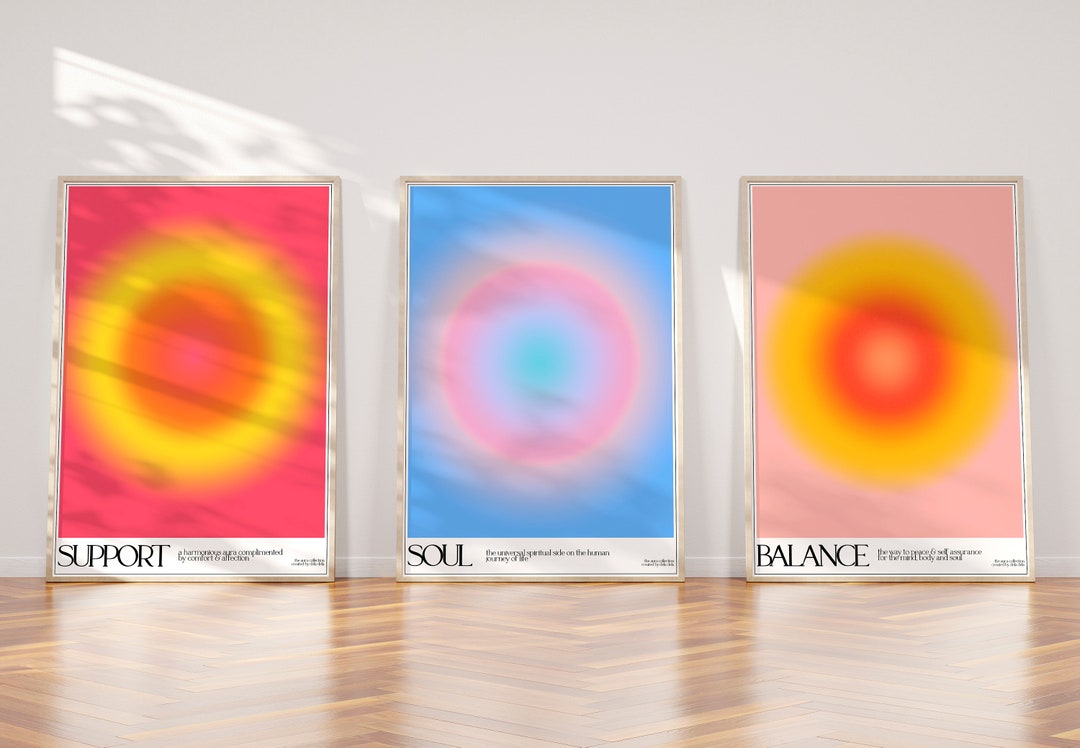 Positive Auras Set of 3 Posters Angel Numbers Gradient Print Spiritual ...